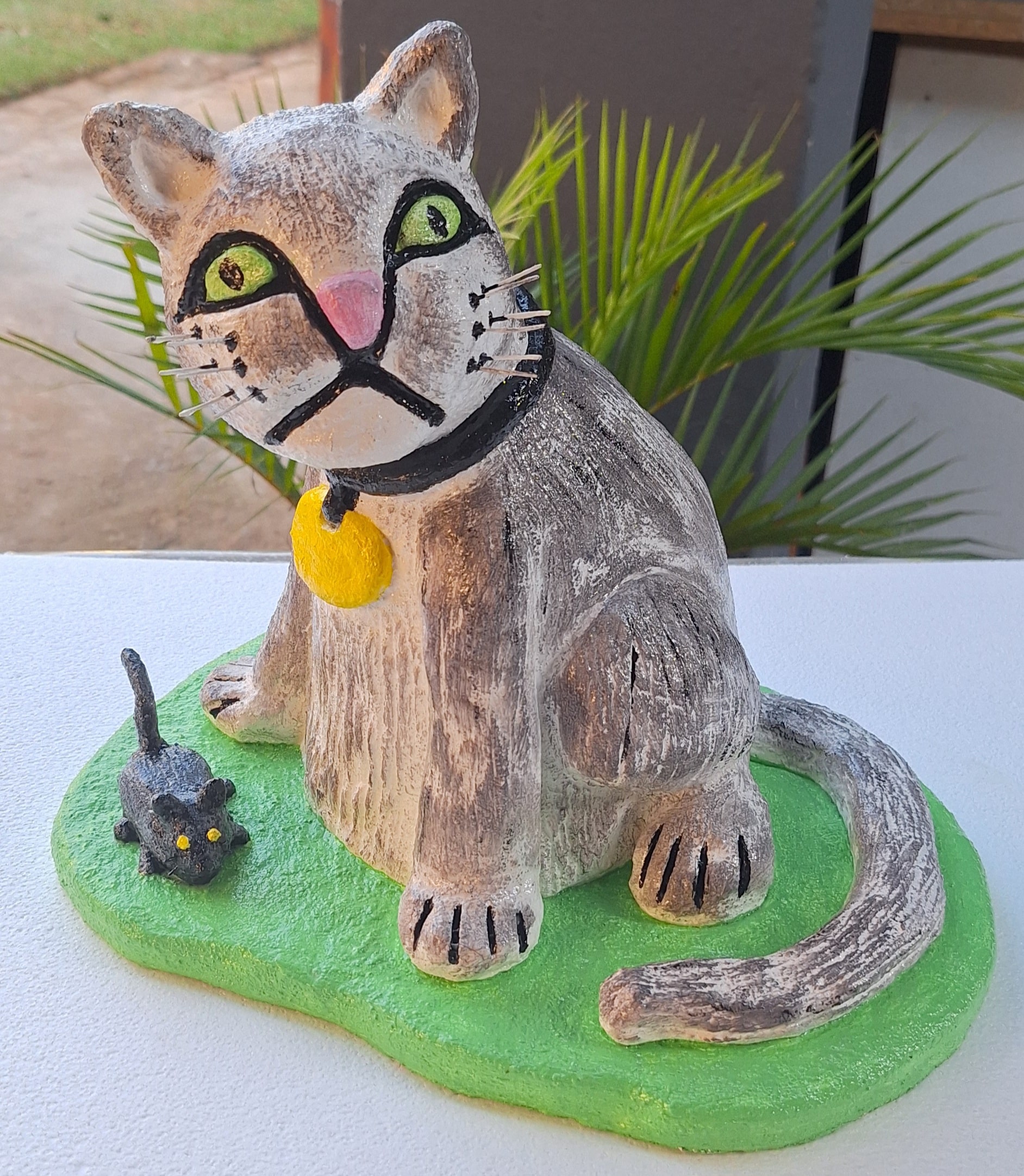 Hand crafted cement cat - Crafty Online